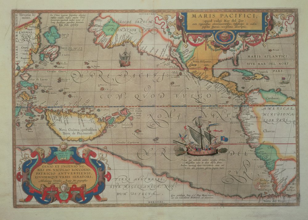 Karte des Pazifiks, Chinas und Amerikas, 1589 von Abrahamus Ortelius