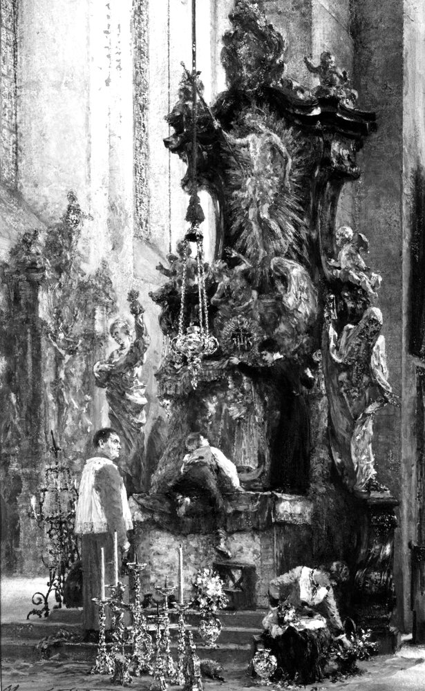 Zeichnung eines Altars, 1885 von Adolph Menzel: Kunstdruck