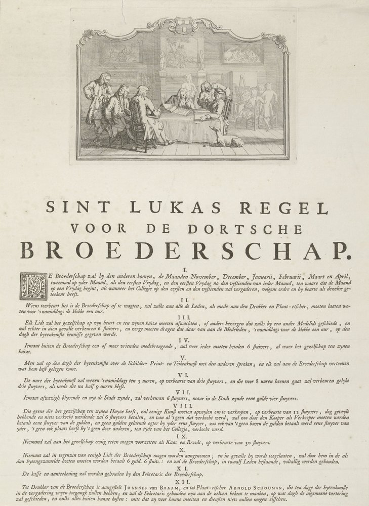 Regeln der Gilde des Heiligen Lukas in Dordrecht, 1736
