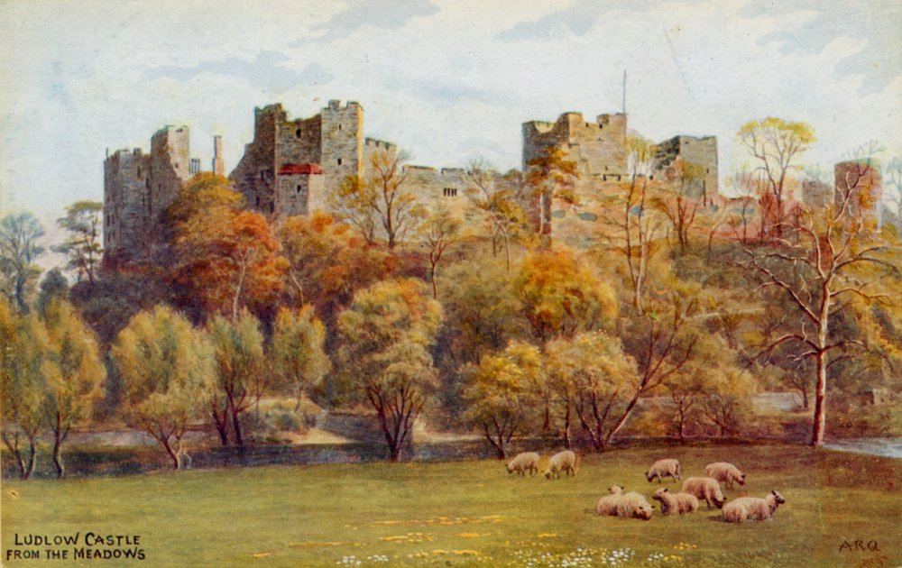 Ludlow Castle von den Wiesen aus von Alfred Robert Quinton