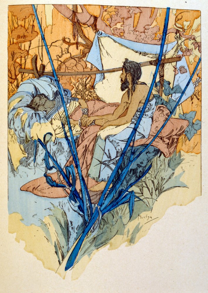 Illustration von Alphonse Mucha aus "Rama", einem Gedicht in drei Akten ...