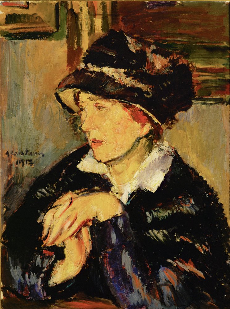 Dame mit dunklem Hut von Anton Faistauer: Kunstdruck