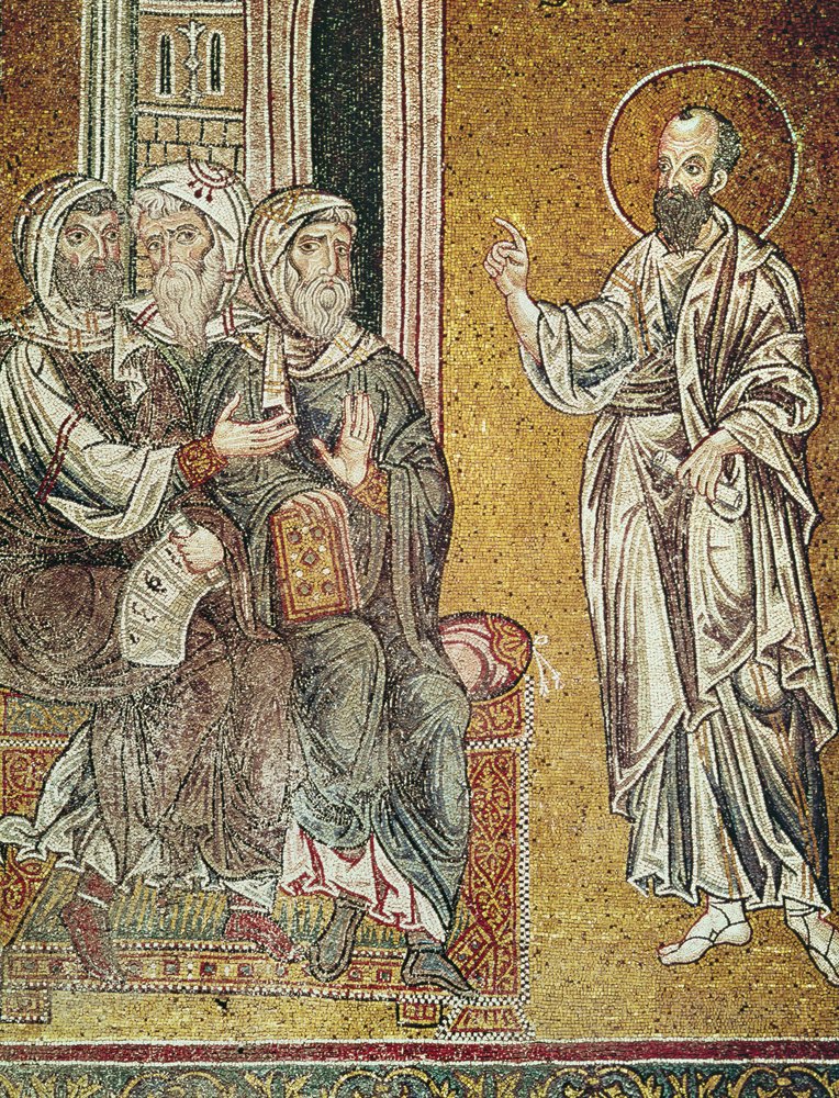 St. Paulus predigt den Juden in der Synagoge in Damaskus, aus Szenen ...