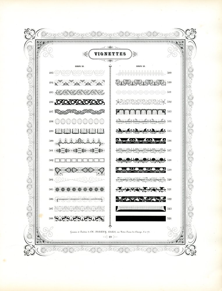 Ornamentale Ränder und Vignetten, Corps 20 (Fortsetzung)