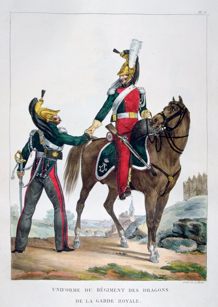 Uniform eines Regiments der Dragoner der königlichen Garde, Frankreich