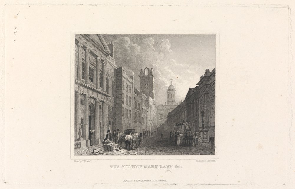 Das Auktionshaus, Bank & Co. von Charles Heath: Kunstdruck