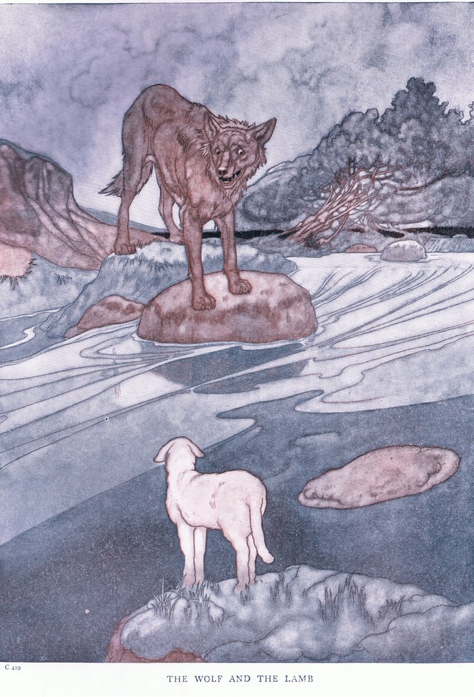 Der Wolf und das Lamm von Charles Robinson: Kunstdruck