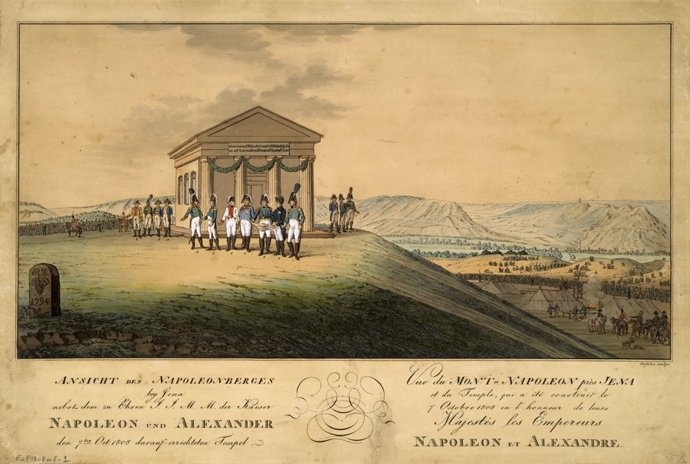 Der Besuch von Napoleon und Alexander I. auf dem Schlachtfeld von Jena ...