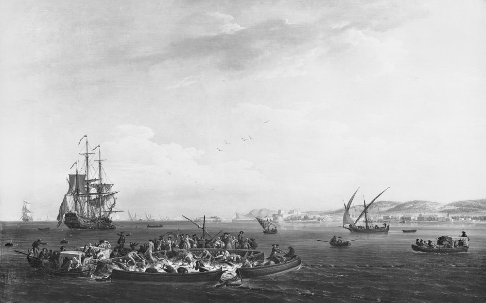 'La Madrague' oder Thunfischfang, Blick auf die Bucht von Bandol, 1755