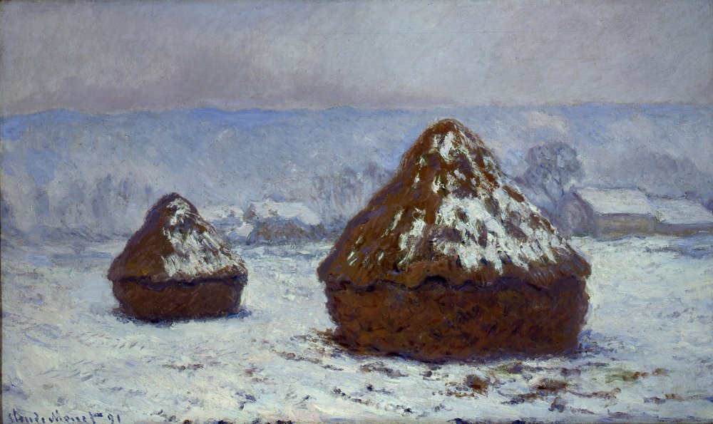 Meules, Schneeeffekt, 1891 von Claude Monet: Kunstdruck