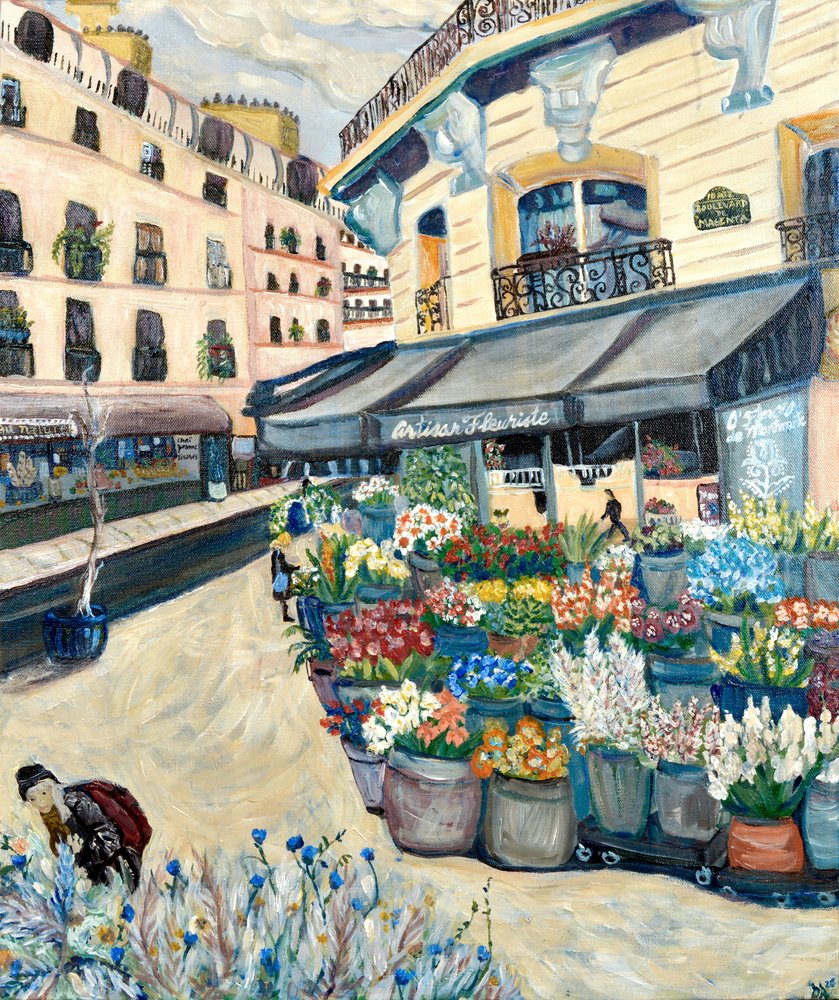 Blumenkäufer von Deborah Eve Alastra: Kunstdruck kaufen