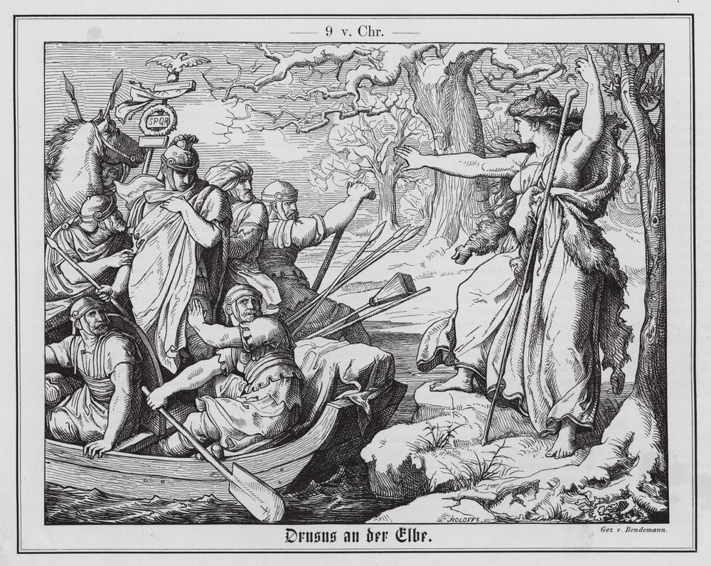 Römischer General Nero Claudius Drusus an der Elbe, 9 v. Chr.
