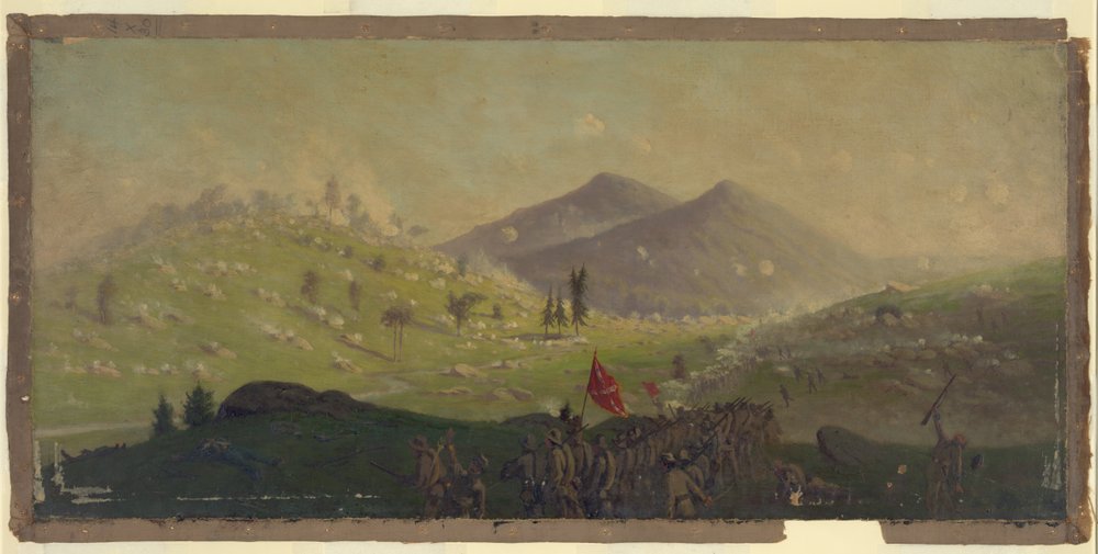 Angriff auf Little Round Top gehalten vom 5. Korps unter dem Kommando ...