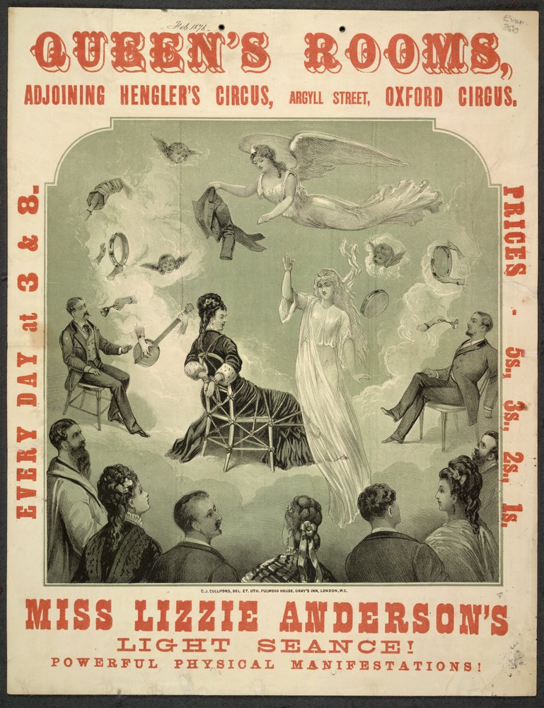 Plakat für 'Miss Lizzie Andersons Lichtseance!' in den Queen's Rooms ...