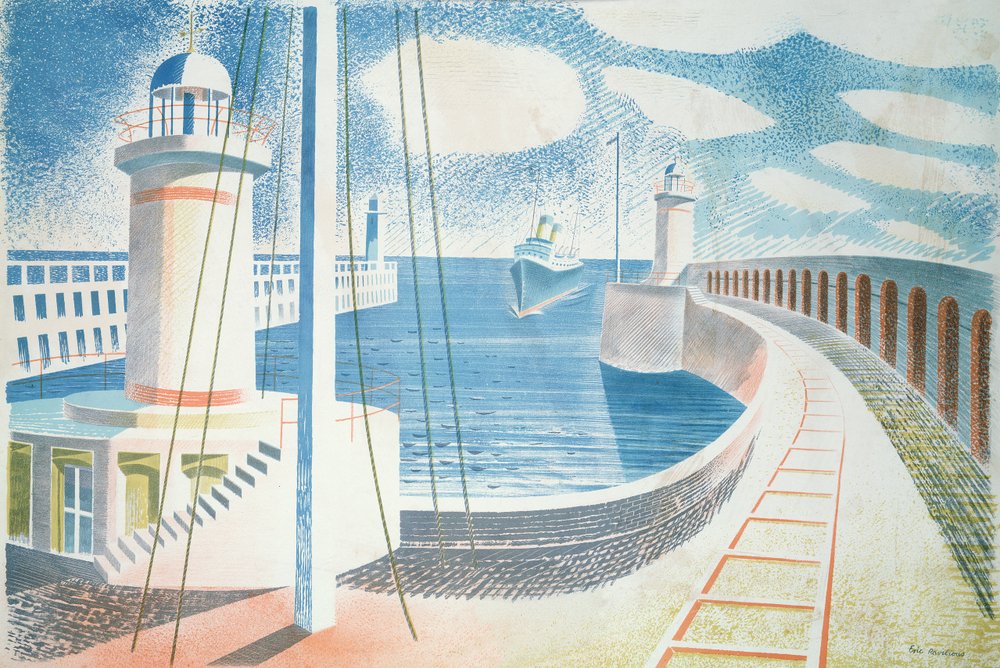 Newhaven Hafen von Eric Ravilious: hochwertiger Kunstdruck