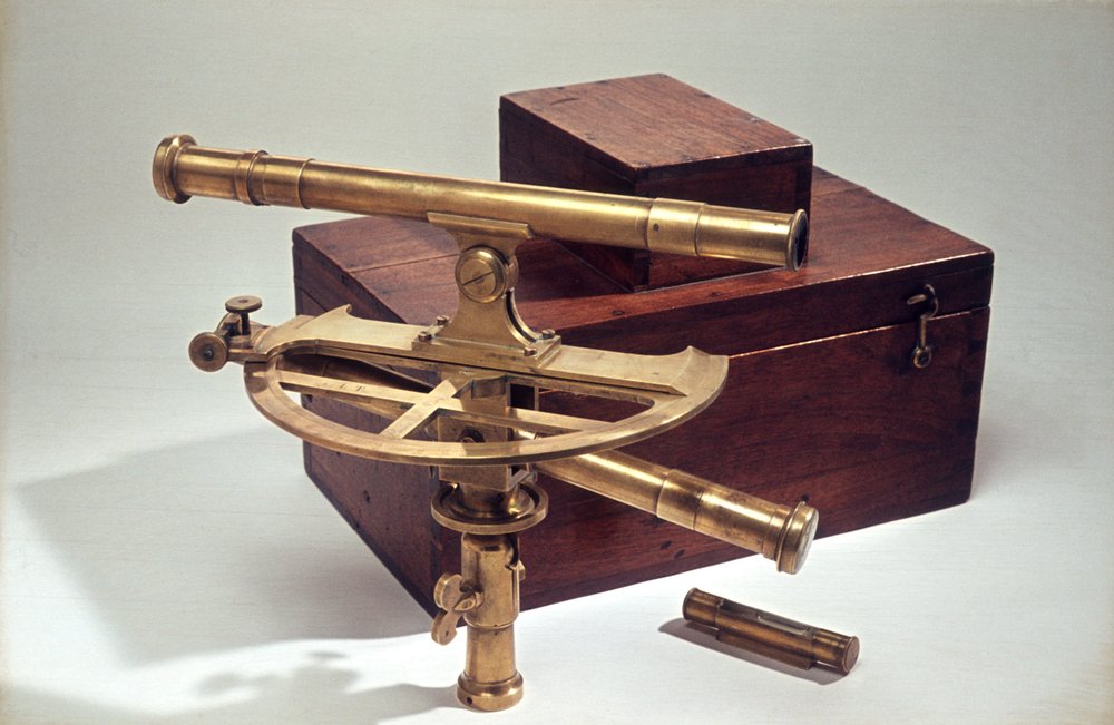 Graphometer in passender Holzkiste, ca. 1830