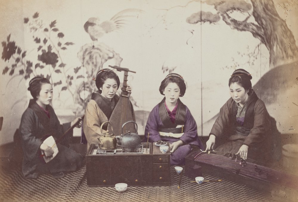 Musikalische Gesellschaft, 1868 von Felice Beato: Kunstdruck