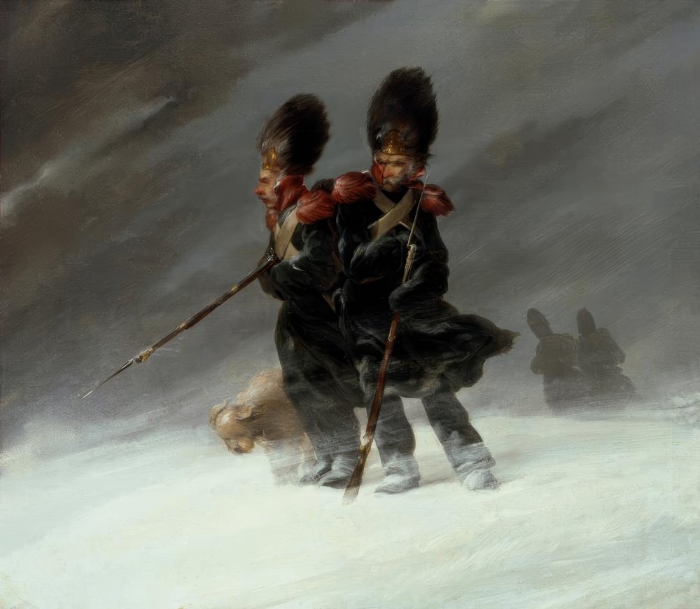 Grenadiere im Schnee von Louis Ferdinand von Rayski