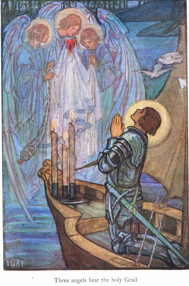 Drei Engel tragen den Heiligen Gral (Sir Galahad)