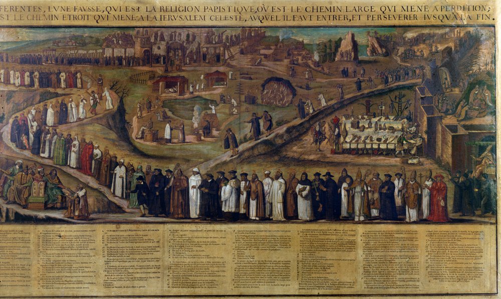 Die zwei Wege der Religion, Darstellung der Spaltung zwischen ...