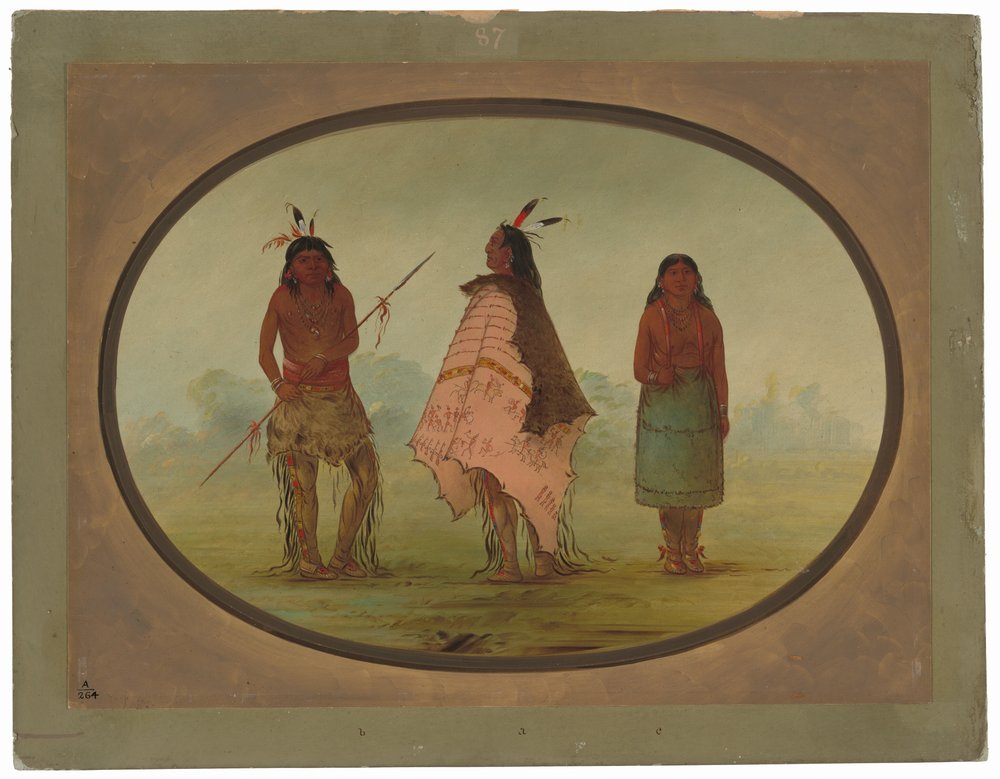 Zwei Apache-Krieger und eine Frau von George Catlin