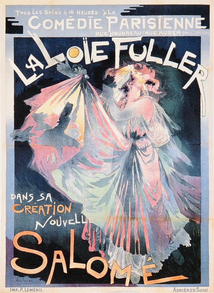 Plakat, das Loie Fuller als 'Salome' an der Comédie Parisienne bewirbt