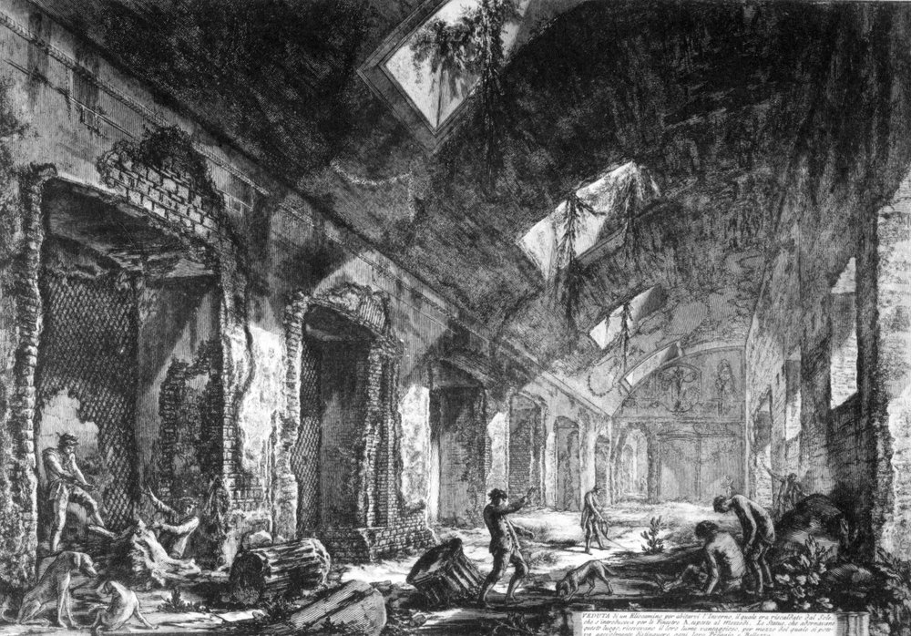 Blick auf den Heliocaminus in der Villa Hadriana, Tivoli, aus der Serie ...