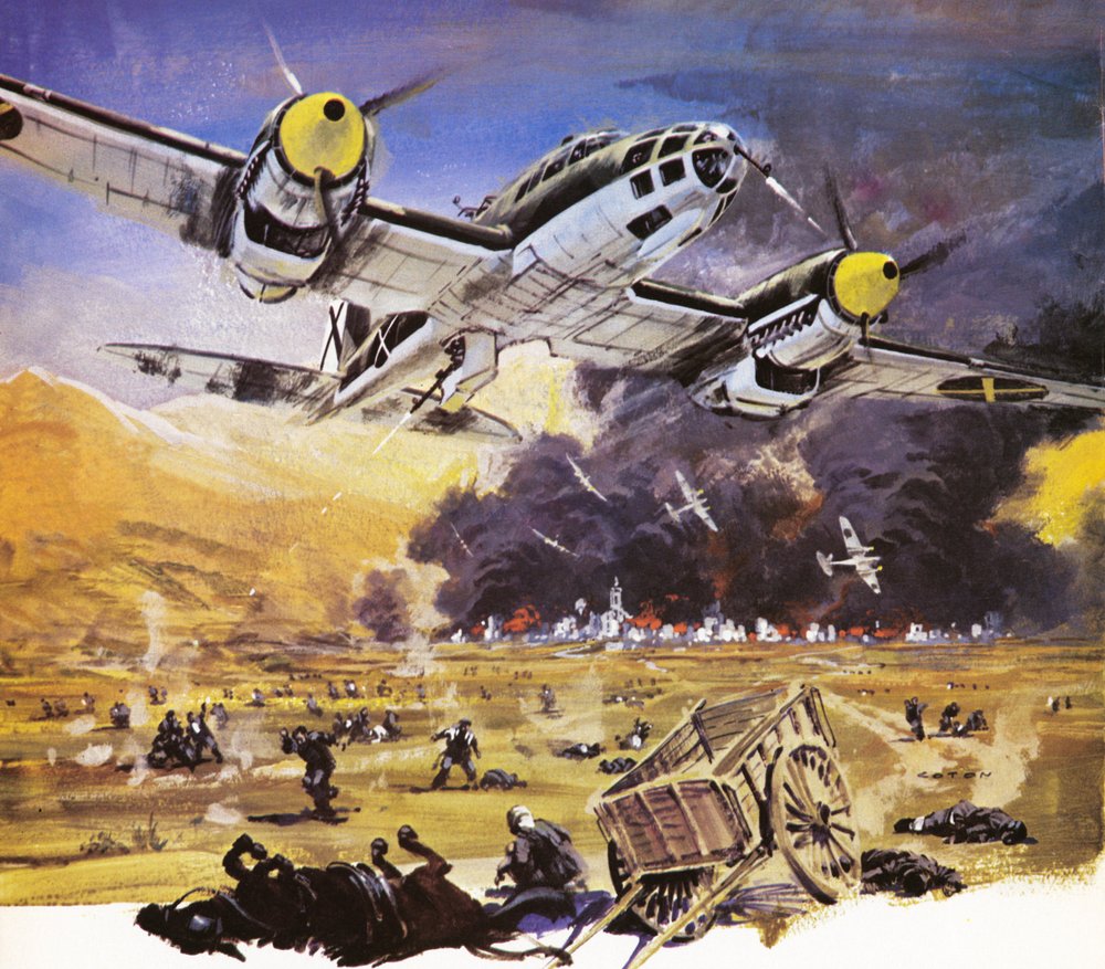 Bombardierung von Guernica von Graham Coton: Kunstdruck