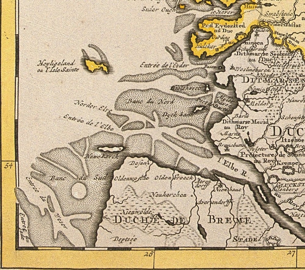 Detail von Helgoland aus einer Karte von Dänemark, 1730