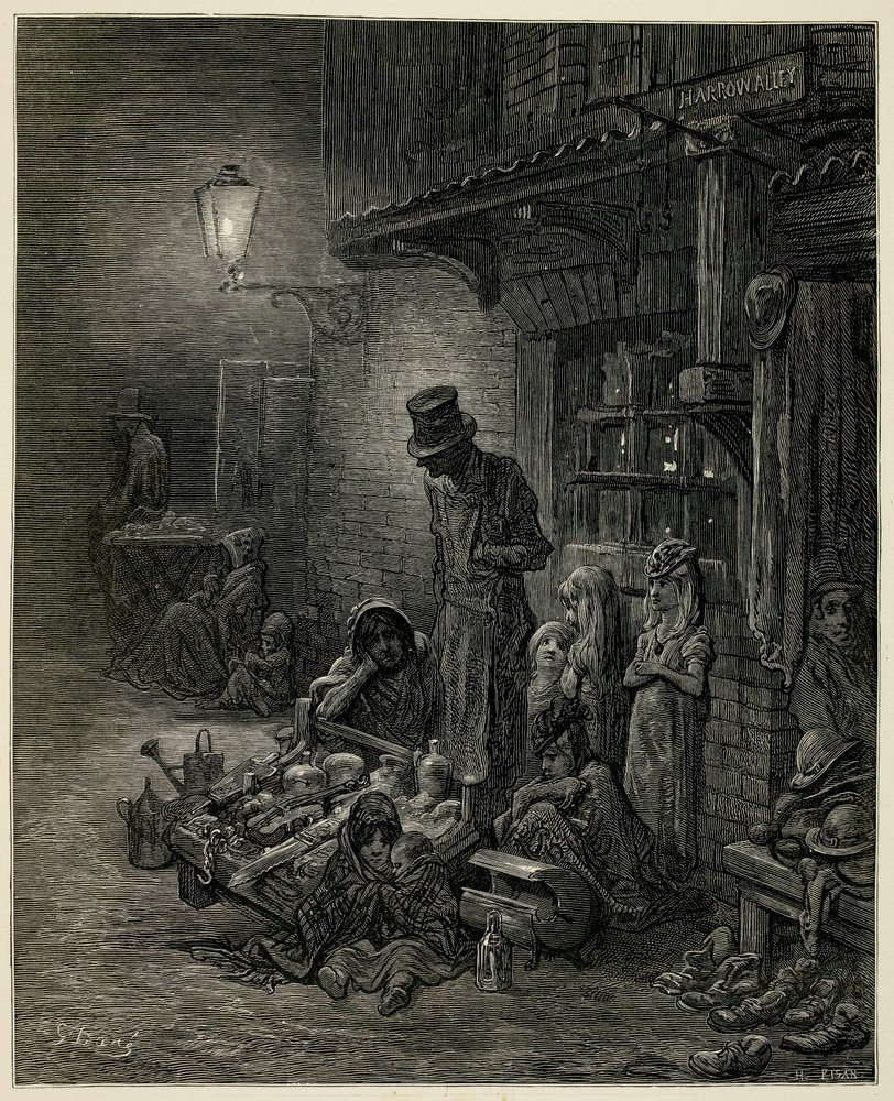 Eine arme Familie mit ihren Habseligkeiten von Gustave Dore