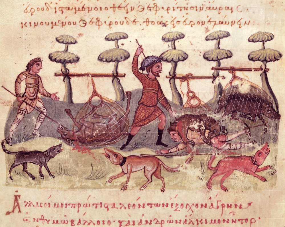 Ms Grec 479 Jagd mit Netzen, Illustration aus der Cynegetica von Oppian