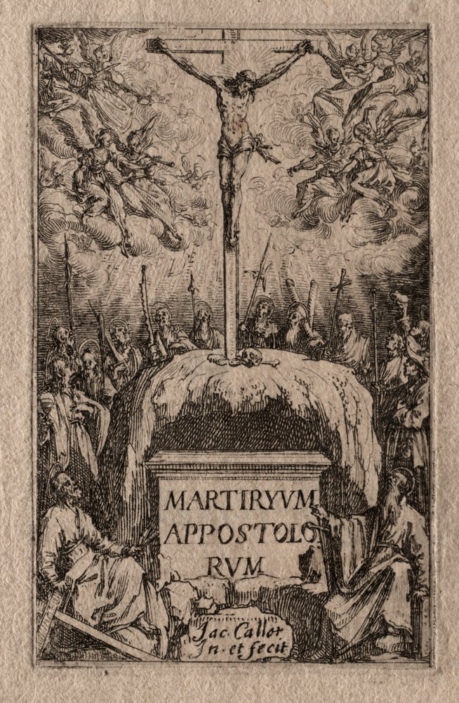 Das Martyrium der Apostel: Frontispiz von Jacques Callot