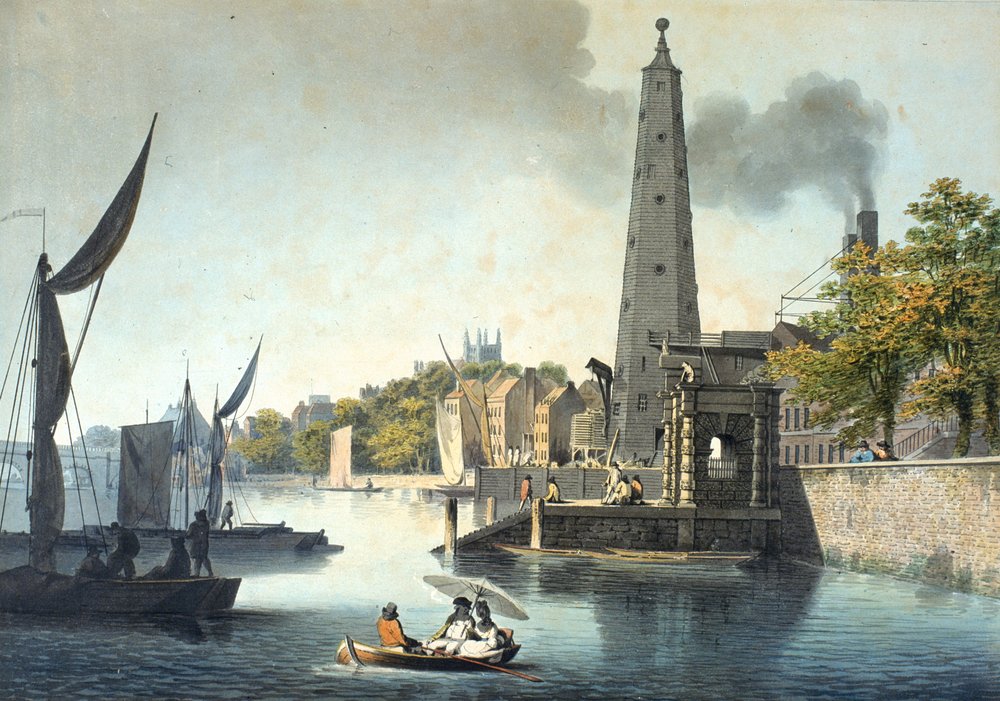 Die Themse mit Blick auf Westminster mit York Water Gate und den York ...