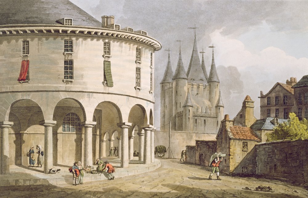 Ansicht des Donjon und La Rotonde am Tempel, Paris, 1808
