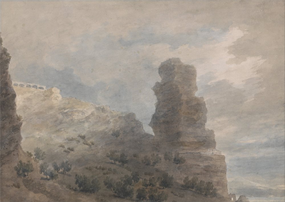 Ein Blick vom Gasthof in Terracina von John Robert Cozens