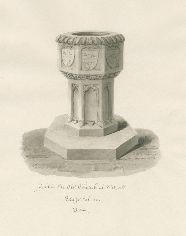 Taufbecken in der Walsall Kirche ['Alt'] von John Buckler