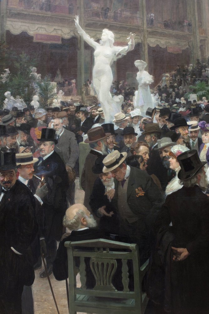 Ein Freitag im Salon des Artistes Français. Gemälde von Jules Alexandre ...
