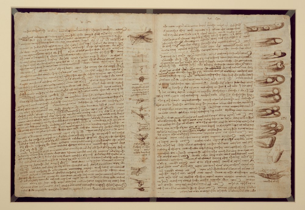 Eine Seite aus dem Codex Leicester, 1508-12