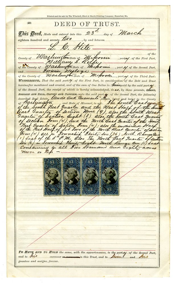 Darlehen von Firmin Desloge an L.C. (Lewis Cass) Hite