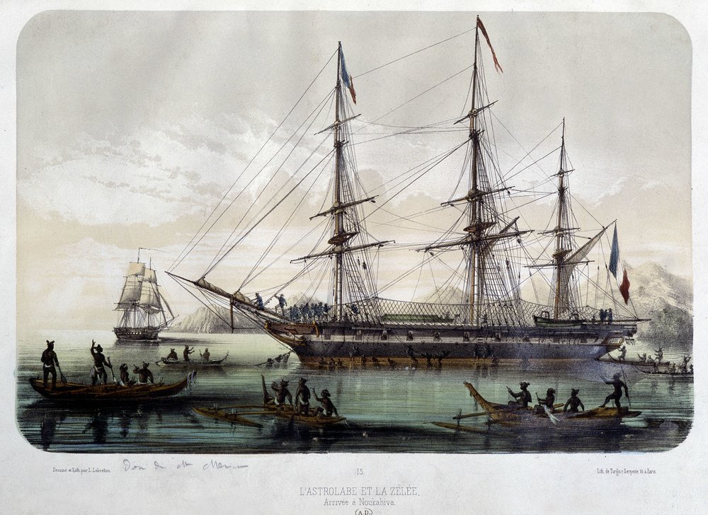 Die Astrolabe (neuer Name der „Shell“) und die Zelee, Boote von Jules ...