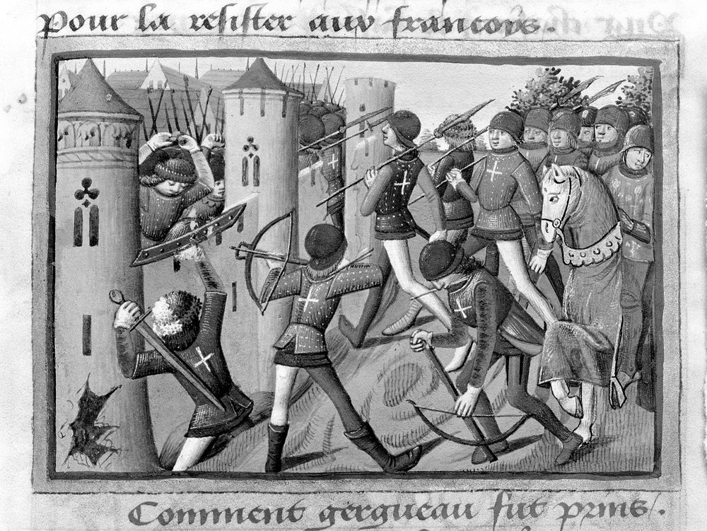 Ms Fr 5054 f.58v die Belagerung von Jargeau, Oktober 1428, 'Les Vigiles ...