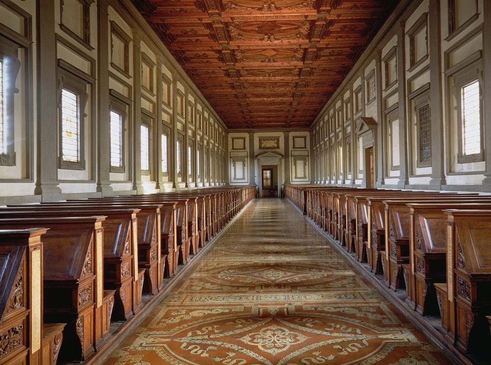 Der Lesesaal der Laurentianischen Bibliothek, entworfen von ...