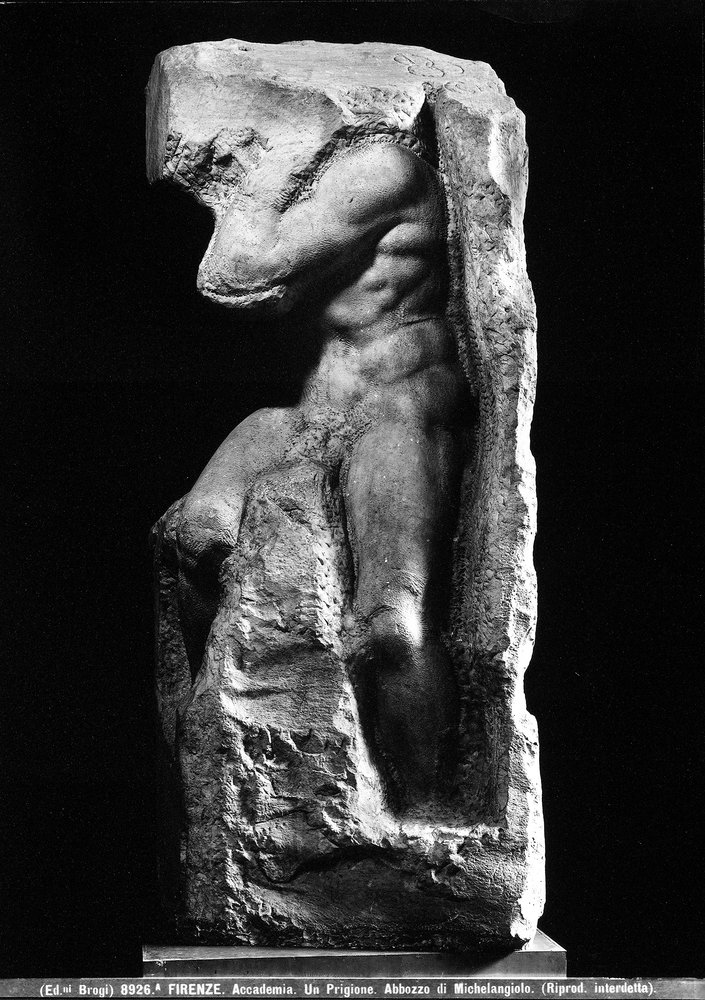 Frontalansicht von Michelangelo Buonarrotis Sklave