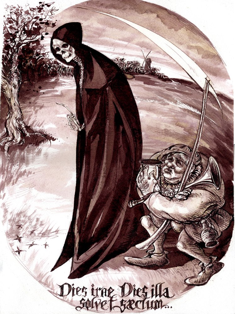 Le Grand Macabre - Illustration der Figuren Nekrotzar und Piet der Topf ...