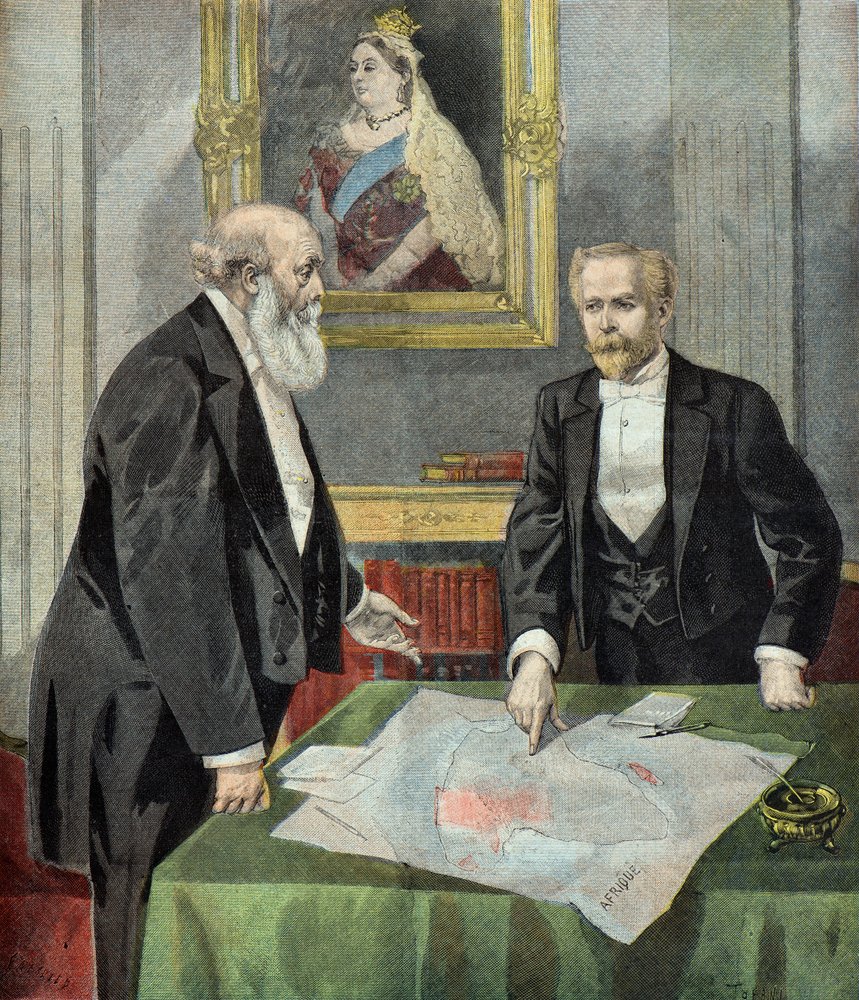 Lord Salisbury und Paul Cambon bei der Abgrenzung der Einflusszonen in ...