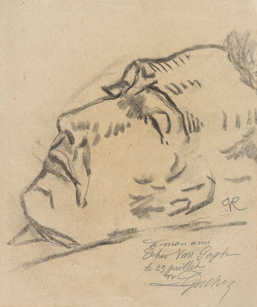 Vincent van Gogh (1853-1890) auf seinem Sterbebett, Zeichnung von Paul ...
