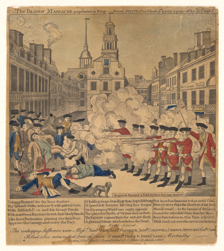 Das Blutmassaker in der King Street Boston am 5. März 1770