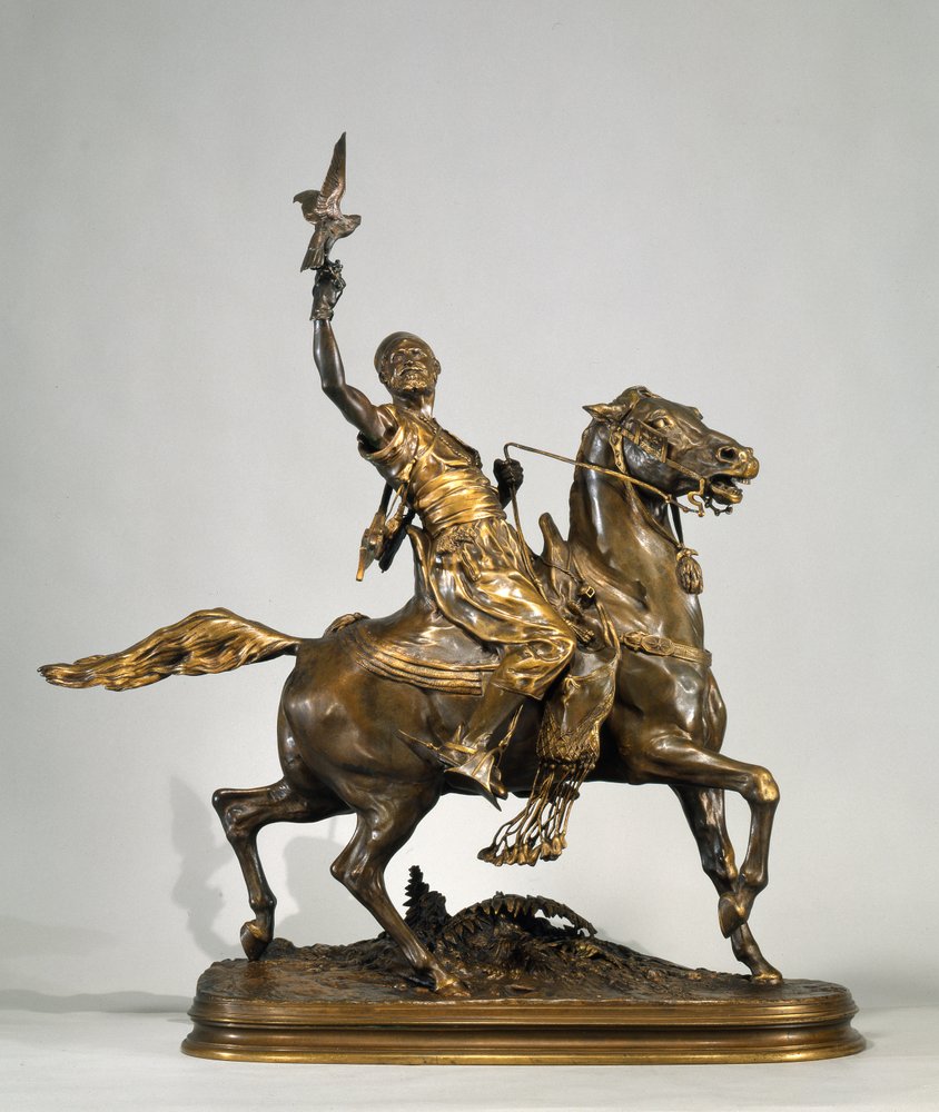 Arabischer Falkner zu Pferd von Pierre Jules Mene