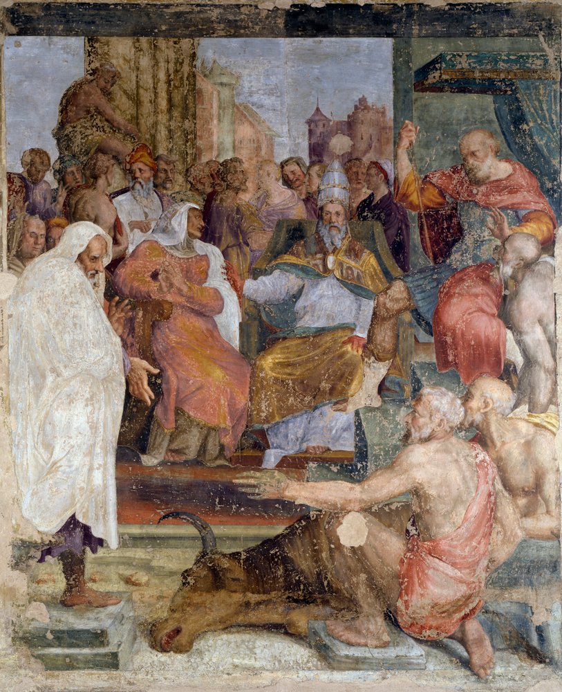 Geschichten von Papst Silvester und Kaiser Konstantin, von Prospero Fontana, Fresko, Saal ...