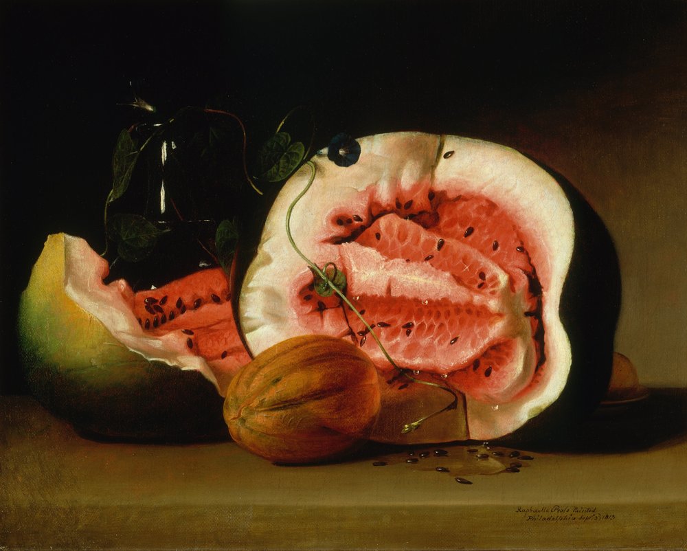 Melonen und Morgenruhm, 1813 von Raphaelle Peale: Kunstdruck